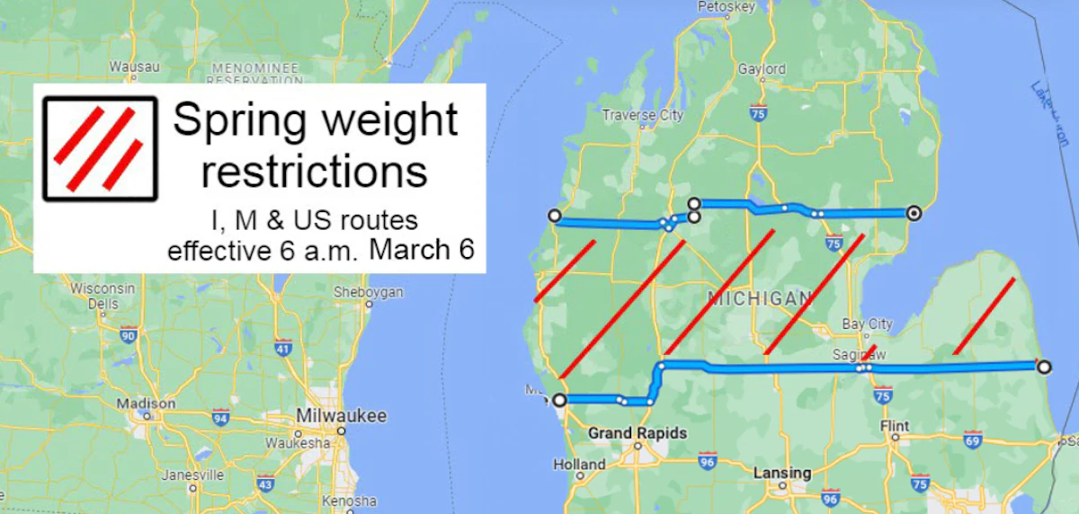 Michigan rolling back spring weight restrictions | Commercial Carrier ...