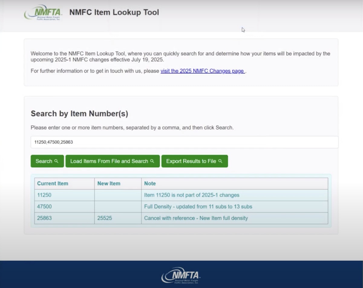 NMFTA launches web-based National Motor Freight Classification Item ...